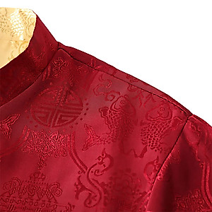 ZooBoo Chinese Clothing Tang Suit - Reversible Traditional China Ancient Costume Male Martial Arts Tang Suit Coats Kung Fu Long Sleeve Jacket Both Sides Wear Tops for Men (XXL, Red with Gold)