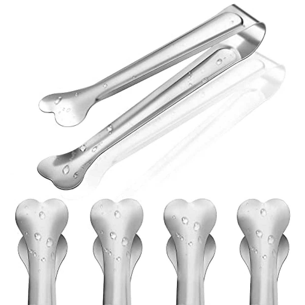 Dmoera 18 Pack Premium Small Serving Tongs, Mini Stainless Steel Appetizer Tongs 4.33Inch Silver