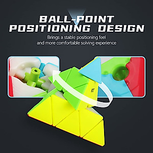 Z-Cube QY Toys Qiming S2 Pyraminx Cube Pyramid Speed Cube Puzzle Stickerless Magic Cube 3x3 Triangle Cube Puzzle Toy, (QY3076)
