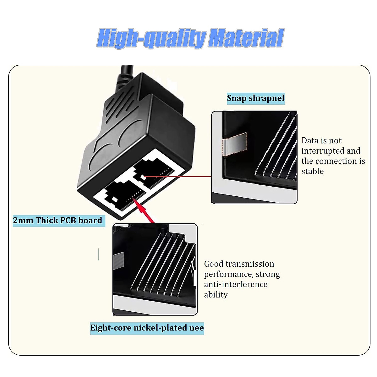 Ethernet Cable Splitter 1 Male to 2 Female High Speed Adapter, wikero Ethernet RJ45 Network Ethernet Splitter Adapter Cable Suitable Super Cat5, Cat5e, Cat6, Cat7 Connector LAN Internet Cable Adapter