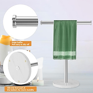Blemoacha Towel Rack,T Shape Freestanding Towel Racks for Bathroom,Organizer Countertop Hand Towels Stand,Kitchen Vanity Marble Plinth,304 Stainless Steel Towels Bar Brushed Nickel