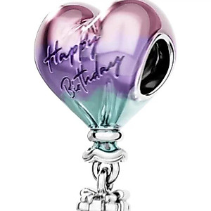 IBAGKE 925 Sterling Silver Dangle Charm Beads Pendants for Bracelets Charms DIY Jewelry birthday Gift for Women (Happy Birthday Hot Air Balloon Charm)