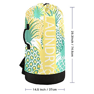 Pineapples Laundry Bag Backpack with Shoulder Straps Daisy Dirty Clothes Organizer Extra Large Heavy Duty for Camp College Dorm Room Essentials for Girls