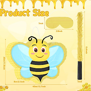 Capoda Bees Themed Piñata Bees Themed Party Piñata with Blindfold and Stick for Gender Reveal Party Baby Shower Birthday Animal Theme Party Game Activity Decoration