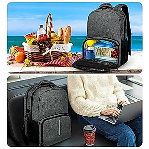 Ocraho Lunch Bag Backpack Insulated Cooler Lunch Box Backpack,Travel Laptop Backpack with USB Port for Women Men Fits 15.6 Inch Laptop （Gray-2）