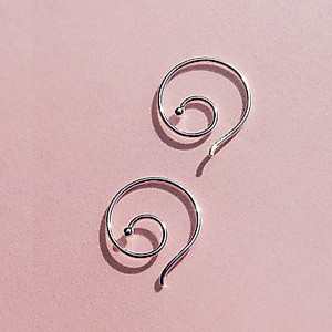 Boma Jewelry Sterling Silver Spiral Pull Through Hoop Earrings (5/8 Inch)