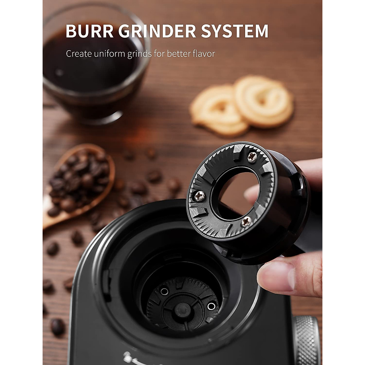 SHARDOR Coffee Grinder, Adjustable Burr Mill with 16 Precise Grind Setting for 2-14 Cup, Silver