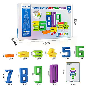 DIPALENT Montessori Number Blocks, 30 PCS STEM Math Building Stacking Blocks, Educational Numbers Blocks Set Includes Activity Cards (All 74 PCS Set)