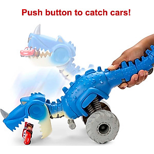 Mattel Disney and Pixar Cars On the Road Dinosaur Toy Vehicle that Eats Cars, Roll-and-Chomp with Tail Steering, 17-inch