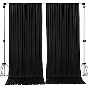 AK TRADING CO. 10 feet x 10 feet Polyester Backdrop Drapes Curtains Panels with Rod Pockets - Wedding Ceremony Party Home Window Decorations - Black