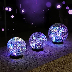 HOFLYW Solar Globes Lights Outdoor Garden Decor Solar Balls for Garden Crackle Glass Solar Lights Yard Decor 1 Pack for Outdoor Decor Decorations Pathway Patio Yard Lawn (Colorful, Medium 1 Pack)