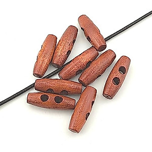 YOOGCORETT 50pcs Brown Toggle Wood Buttons 2 Hole Scrapbooking Sewing Buttons DIY Craft Accessory 30 x 10mm