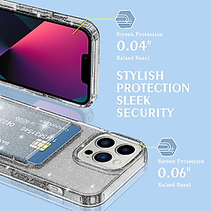 Petocase for iPhone 13 Pro Max Wallet Case 6.7in,Card Holder Slot Ultra Bling Slim Clear Flexible TPU Gel Rubber Soft Silicone Protective Phone Case for Apple iPhone 13 Pro Max-Clear Black