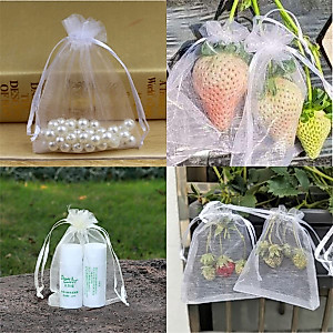 SAOYOAS 100Pcs 4x6 inch Organza Bags, Drawstring Organza Wedding Party Christmas Favor Gift Bags, for Festival, Party, Bathroom Soaps, Pouches Gift Bags. (White)