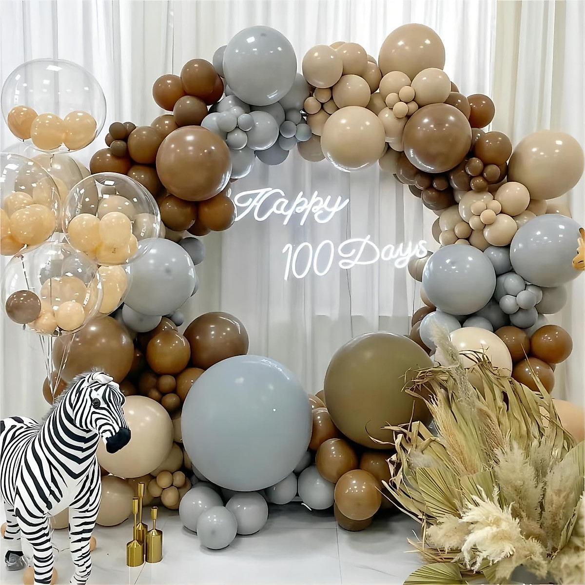 Dark Brown Balloons, 140pcs 18 12 10 5 Inch Different Sizes Pack Party Latex Balloons for BOHO Birthday Halloween Holiday Balloon Garland as Party Decorations