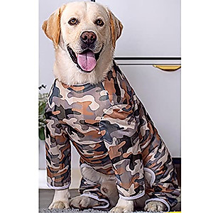 Dog Clothes, Large Dog Pajamas Camouflage Printing Cooling Dog Onesie Sunscreen Four-Legged Jumpsuit Shirt Anti-Hair Apparel for Medium Large Dogs (32#:Camouflage)