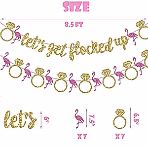 Let's Get Flocked Up Banner Flamingo Diamond Ring Party Garland Final Flamingle Party Decor Hawaii Luau Flamingo Tropical Summer Beach Pineapple Bachelorette Themed Party Supplies Decorations