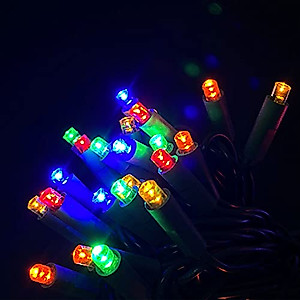 yongzhenlite UL Listed 50 Count 5MM Wide Angle Led Christmas Lights Set,Outdoor Mini Led String Lights for Garden Patio Tree Lighting Decoration,17 Feet Green Wire (Multi-Colored)
