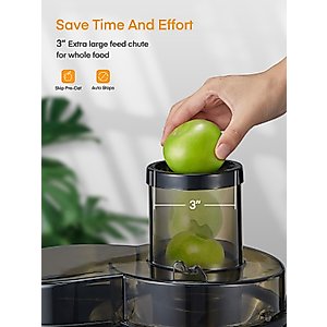 Juicer Machines, 600W Centrifugal Juicer with Wide Mouth 3” Feed Chute for Whole Vegetable and Fruit with 3-Speed Setting, Easy to Clean, BPA Free, High Yield Juice, Juice Recipe Included