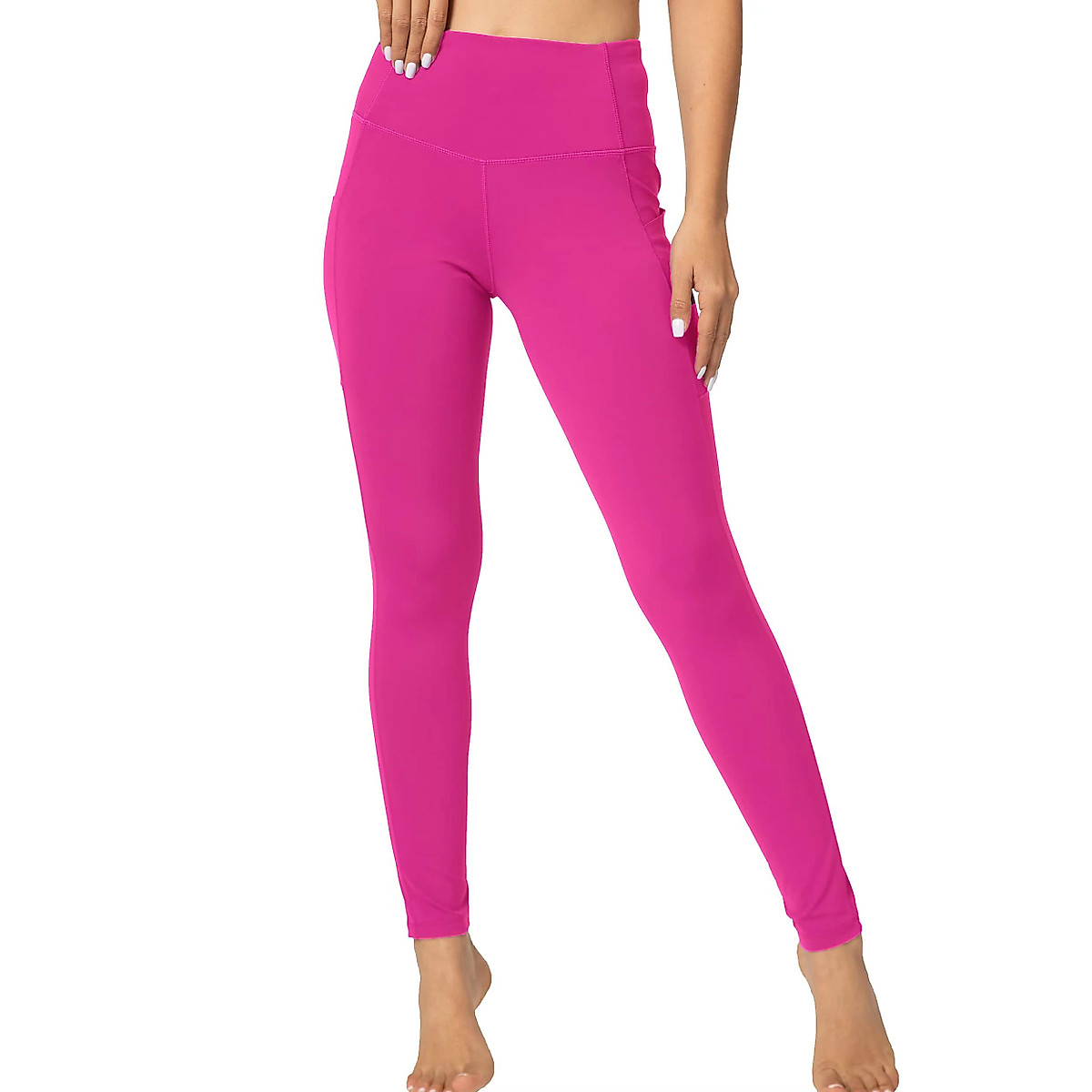 Kcutteyg Yoga Pants for Women with Pockets High Waisted Leggings Workout Sports Running Athletic Pants (Hot Pink, Small)