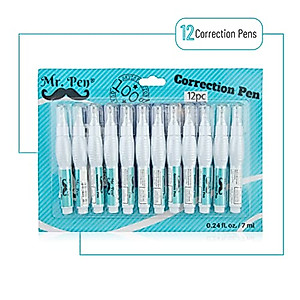 Mr. Pen- Correction Pen, Correction Fluid, Pack of 12, Correction liquid White, White Correction Fluid, White Fluid, White Out, Wipe Out Liquid, Wide Out Fluid, White Correction Tape Pen Fluid