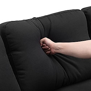 Sofa Bed Combo U Shaped Sofa Wide Recliner, Silver Plated Feet, Black