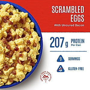 Mountain House Scrambled Eggs with Uncured Bacon #10 Can | Freeze Dried Survival & Emergency Food | Gluten-Free | 9 Servings