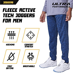 Ultra Performance 3 Pack Mens Open Bottom Sweatpants with Pockets, Casual Sweatpants for Men