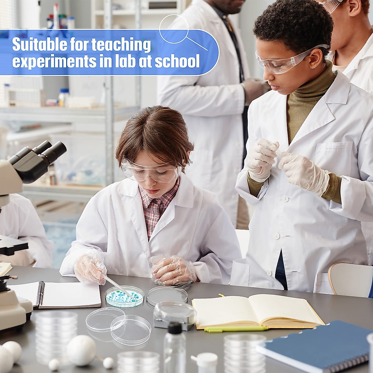 200 Pack Sterile Plastic Petri Dishes with Lids 90mm Dia x 15mm Deep Clear Thick Science Dish Lab Cell Culture Dishes for Lab Science Experiment Lab Analysis Equipment Projects Supplies