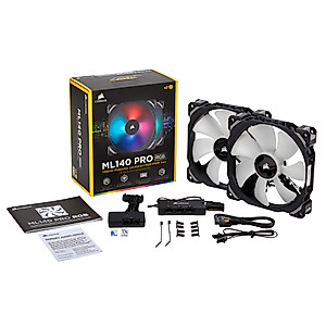 Corsair ML140 PRO 140mm Premium Magnetic Levitation RGB LED PWM Fan with Lighting Node Twin Pack (CO-9050078-WW)