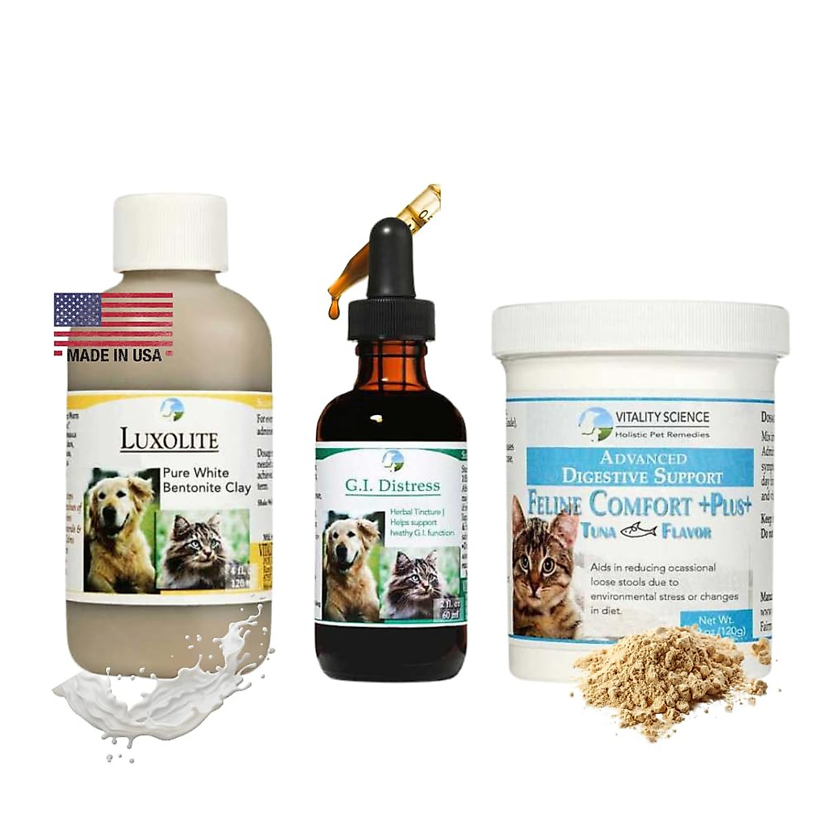 Vitality Science TRDV Protocol for Cats | 3 Part Holistic Treatment | Cat Probiotics for Diarrhea & Digestive Support | Cat Supplements for Cat Immune Support | Anti Diarrhea for Cats (Tuna, Small)