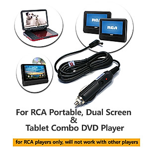 EDO Tech Car Charger for RCA Single Dual Screen Portable DVD TV Combo Player Celestron Telescopes 12V 6.5 Ft Power Supply Cord