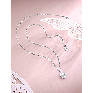 HXZZ Fine Jewelry Women Gifts 925 Sterling Silver Freshwater Cultured Teardrop White Pearl Pendant Necklace Single Pearl Anniversary Birthday for Women girlfriend Girls