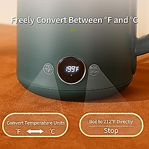 DmofwHi Electric Kettle with TEMP Digital Display(℉/℃), 1.5L Stainless Steel Electric Hot Water Kettle, Auto Shut Off, Boil-Dry Protection, 1200W Electric Tea Kettle for Tea -Deep Green