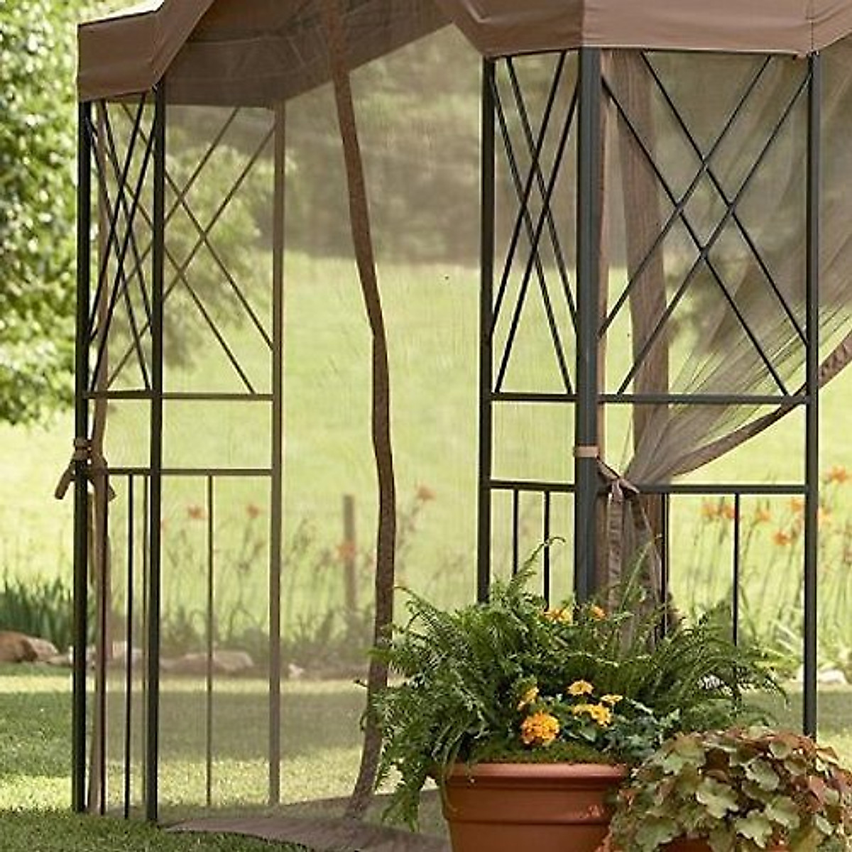 Garden Winds Deluxe Pagoda Gazebo Replacement Canopy Top Cover and Netting - RipLock 350