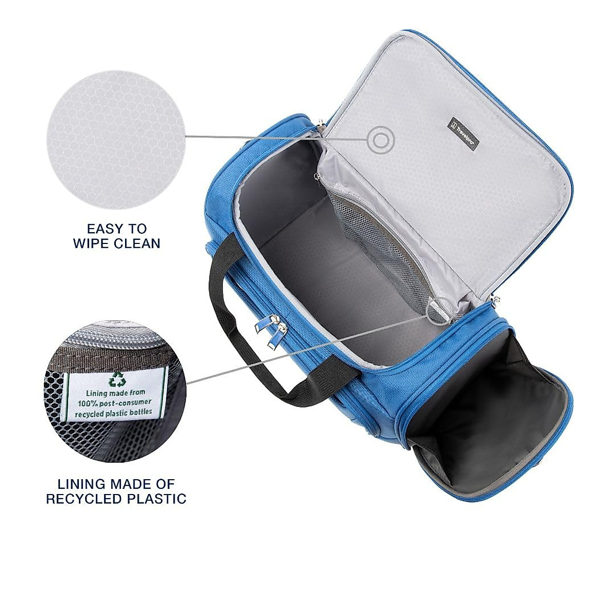 Travelpro Maxlite 5 Softside Lightweight Underseat Carry-On Travel Tote, Overnight Weekender Bag, Men and Women, Azure Blue, 18-Inch