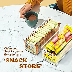 Refrigerator Pantry Organizers Stackable Fridge Organizer Bins Food Storage for Freezers, Kitchen, Countertop and Cabinets - Clear Plastic Household Storage Containers (2 Pack)