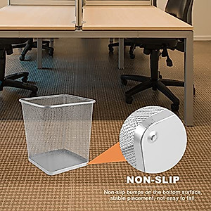 Zerodeko Metal Garbage Waste Basket Wire Mesh Waste Basket Recycling Bin Small Waste Basket Trash Can for Near Desk Recycling Garbage Container Bin for Office Home Bedroom Waste Paper Basket Silver