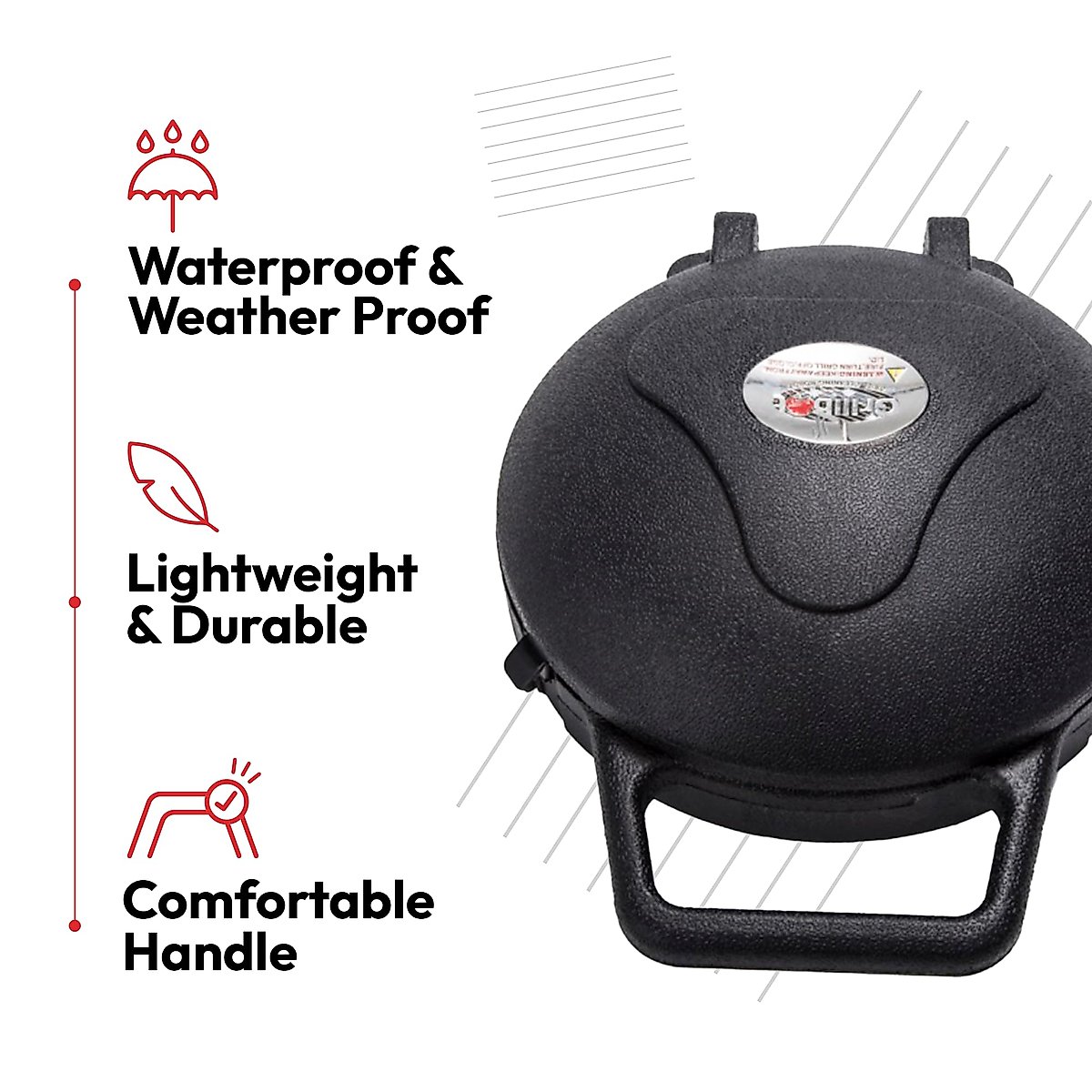 Grillbot Carry Case for Grillbot Automatic Grill Cleaning Robot – Weatherproof, Portable Protective Case with Handle & Locking Tabs