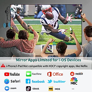 4K Wireless HDMI Display Dongle Adapter 1080P, WiFi Streaming Movies, Shows Receiver for i-Phone, i-Pad, Android, Tablet, Laptop, Window to HDTV/Monitor/Projector, Compatible Miracast, Air Play, DLNA