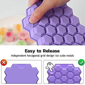 Upgrade Ice Cube Trays, 2 Pack Silicone Flexible Ice Cube Trays with Lid, 76 Cubes Ice Trays for Chilled Drinks, Whiskey & Cocktails, Stackable Flexible Safe Ice Cube Trays