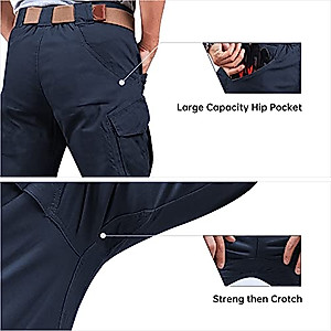 EUTROPOON Mens Cargo Pants Work Tactical Pants Lightweight Hiking Pants Ripstop Outdoor Combat Military Pants with 9 Pockets Navy Blue