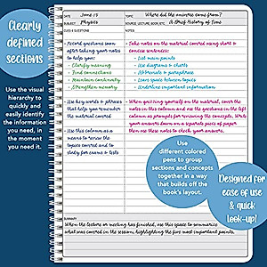 BookFactory Universal Note Taking System (Cornell Notes) / NoteTaking Notebook - 120 Pages, 8 1/2" x 11" - Wire-O (LOG-120-7CW-A(Universal-Note))