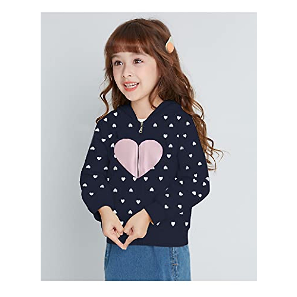 CM-Kid Toddler Girls Hoodie Sweatshirt Heart Print Outfits Hoodies T-Shirts for Kids Long Sleeve Pullover Fleece Sweatshirts Jacket Shirt Clothes Size 7