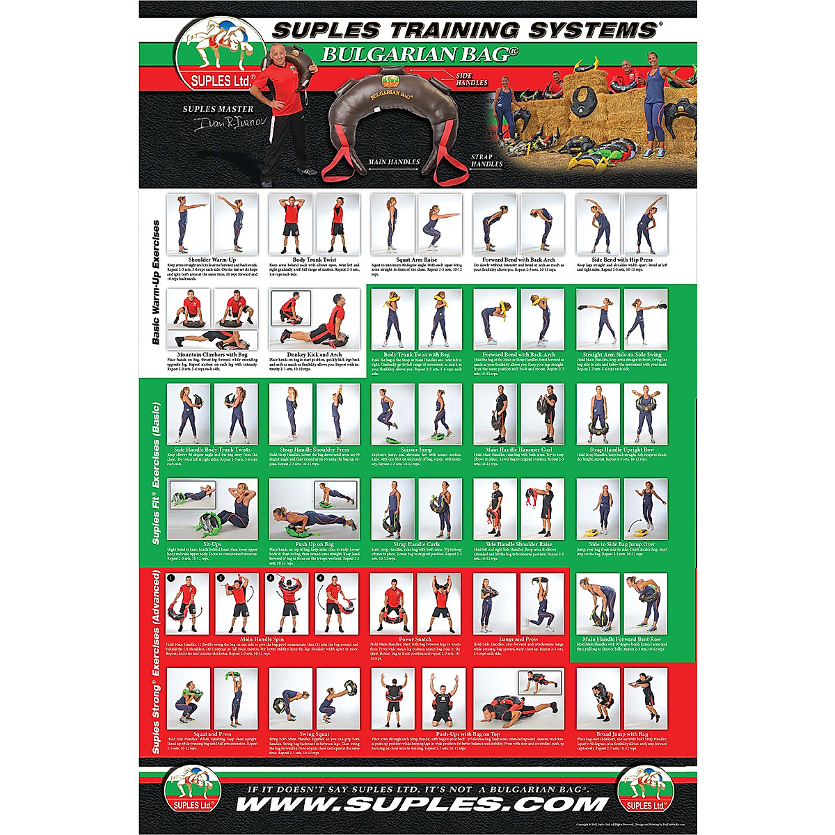 Suples Bulgarian Bag Original - Genuine Leather Size S (17lbs), Made, Including The Instructional Video from The Inventor Coach Ivan Ivanov (Wrestling, Fitness)