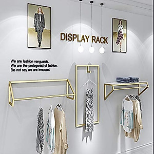 FURVOKIA Modern Simple Men's and Women's Clothing Store Heavy Duty Metal Display Stand,Wall-Mounted Garment Rack,Clothes Rail,Bathroom Hanging Towel Rack (Gold, A-39 L)