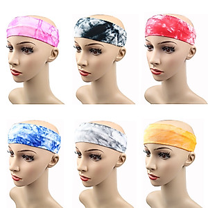 12 Pack Cotton Headbands by Teemico - Tie Dye Headbands Cotton Stretch Headbands Elastic Yoga Hairband for Teens Girls Women Exercise Running Sports Hair Wrap Accessories