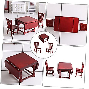 Housoutil 1 Set Folding Table and Chair Set Book Shelf Decor Kids Folding Table and Chairs Kids Mini Toys Mini Living Room Set Furniture Sets Dollhouse Furniture Set Mini Desk Furniture