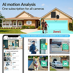 ESCANU Wireless Outdoor Solar Security Camera for Home Security, AI Motion,WiFi Wireless Rechargeable Camera, with Colorful Night Vision, 2-Way Audio, Spotlight,IP65 Waterproof, Cloud/Sd Card Storage