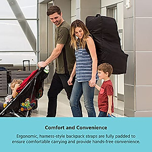 J.L. Childress Ultimate Backpack Premium Padded Car Seat Travel Bag - Large, High Quality, Durable, Secure, Universal Airport Gate Check Bag, Black